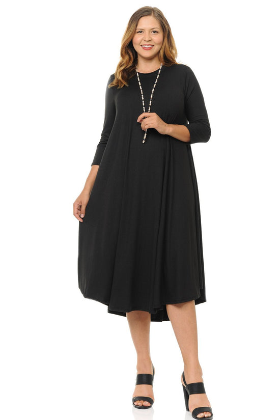 Swing Midi Dress Solid Plus Size – Pastel by Vivienne