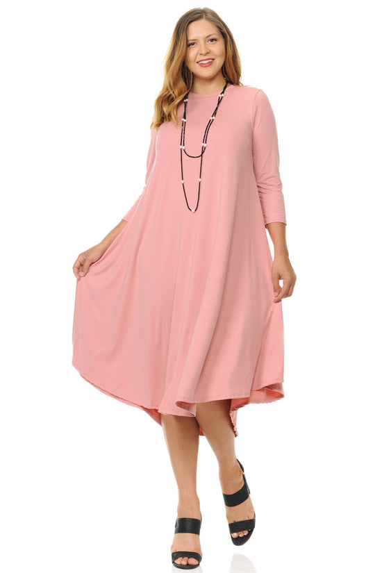 Swing Midi Dress Solid Plus Size – Pastel by Vivienne