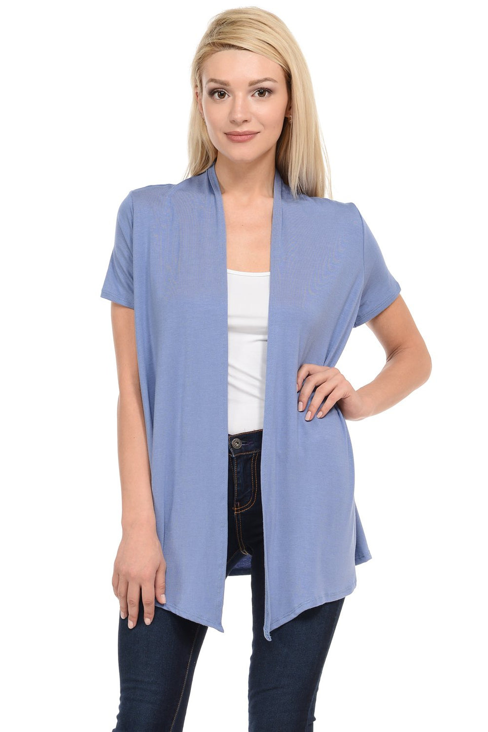 Short Sleeve Open Front Vest – Pastel by Vivienne