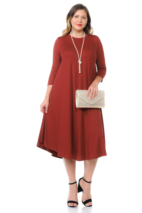 Swing Midi Dress Solid Plus Size – Pastel by Vivienne