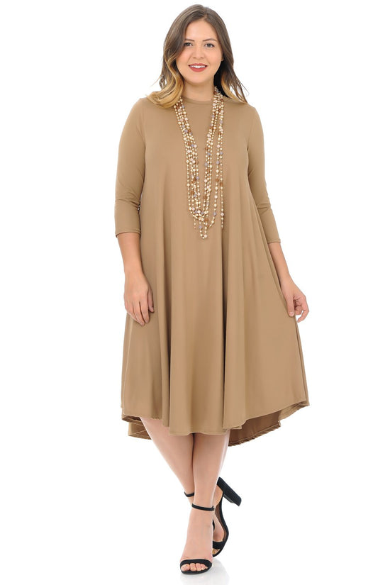 Swing Midi Dress Solid Plus Size – Pastel by Vivienne